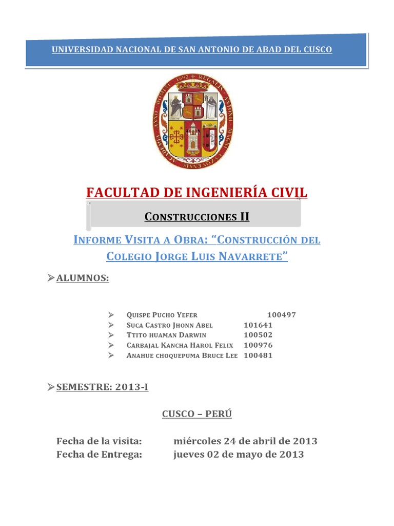 Visita Colegio Jorge Luis Navarrete | PDF