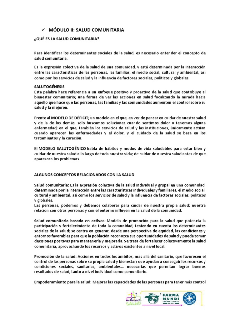 Módulo Ii - Salud Comunitaria | PDF