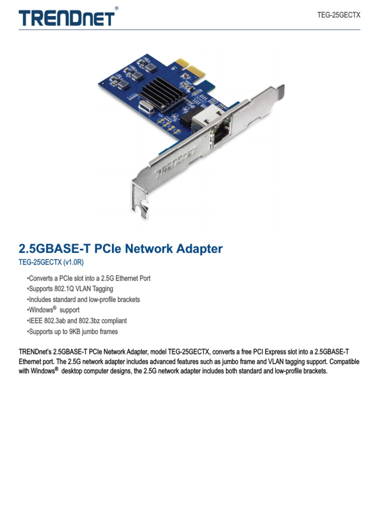 EN Datasheet TEG-25GECTX (v1.0R) | PDF | Network Interface Controller ...