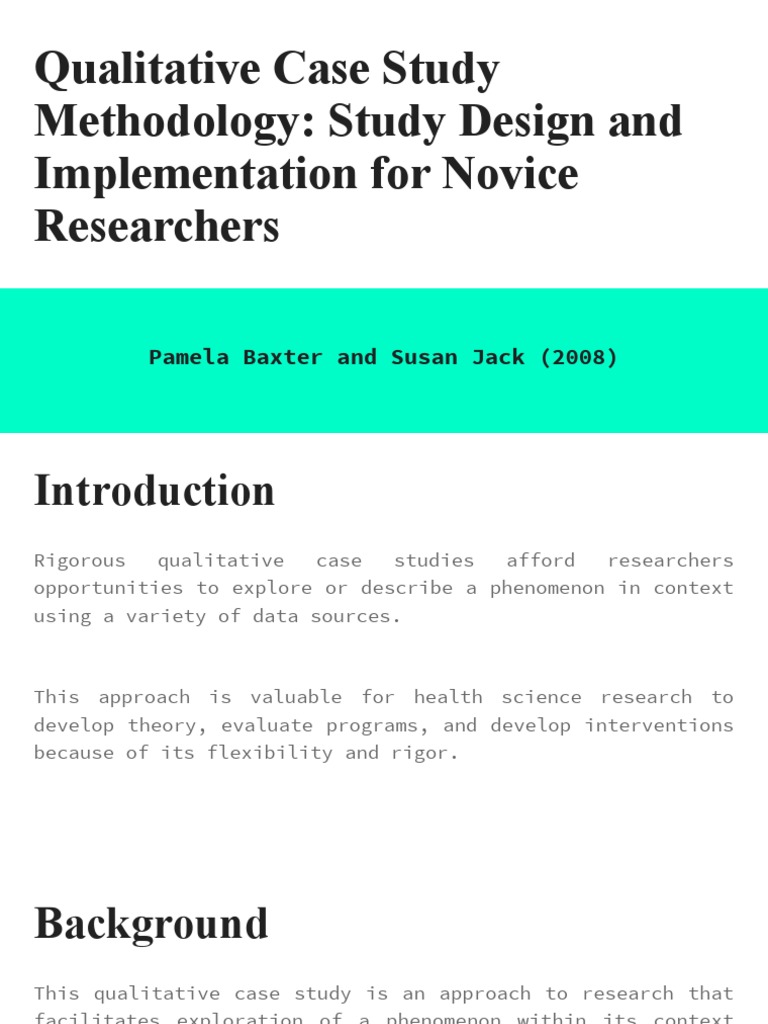 Qualitative Case Study Methodology | PDF | Qualitative Research | Constructivism (Philosophy Of ...