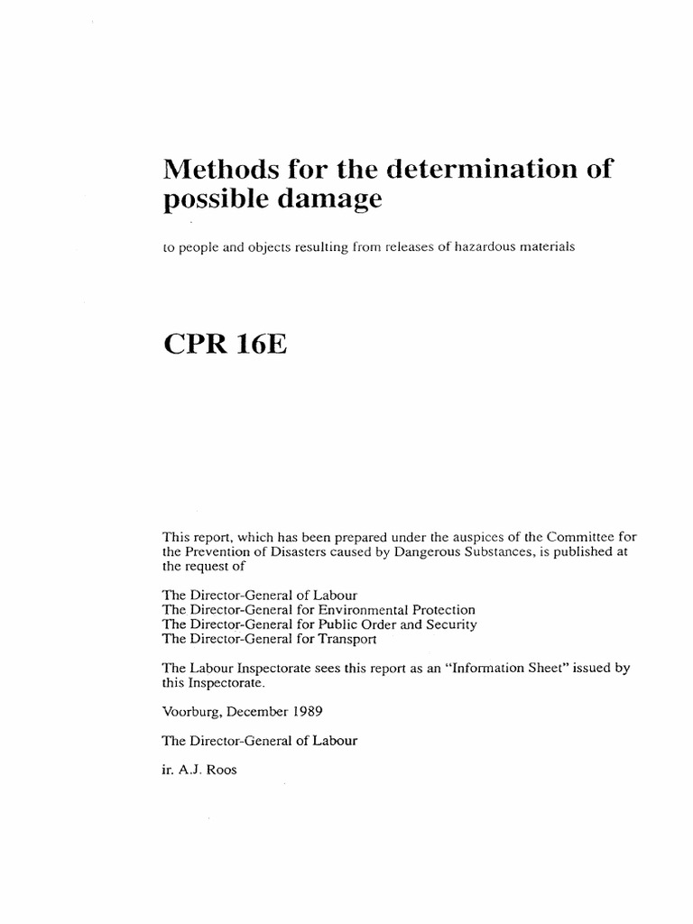 CPR 16E - Methods For The Determination of Possible Damage (Green Book ...
