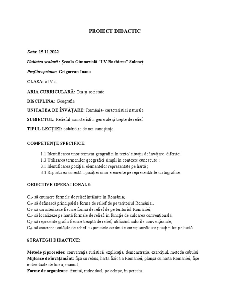 1 Relieful Romaniei Proiect | PDF