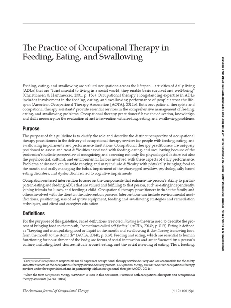 The Practice of Occupational Therapy in Feeding, Eating, and Swallowing ...