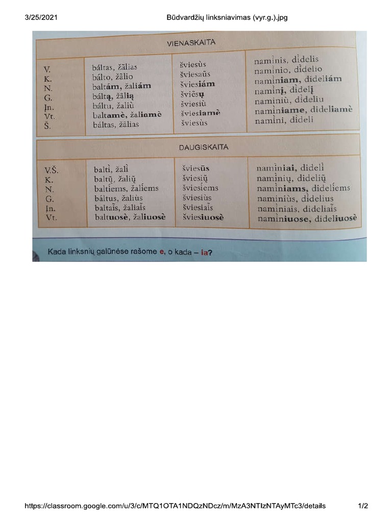 Būdvardžių Linksniavimas (Vyr.g.) .JPG | PDF