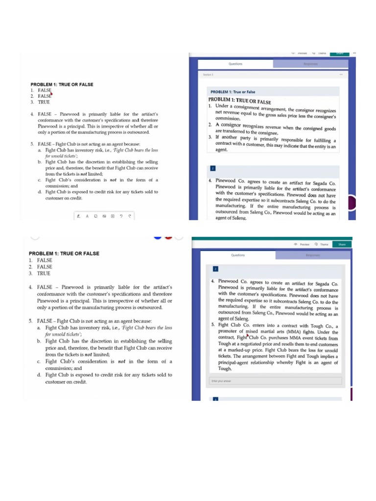 Consignment Sale Sample Questions With Solutions | PDF