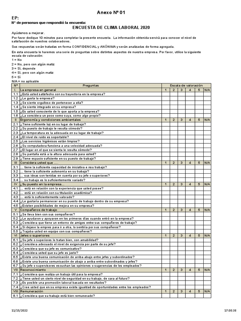 Anexos Cuestionarios 2020 | PDF