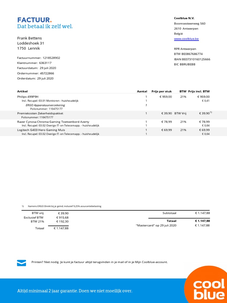 Coolblue Factuur 1218528902 | PDF