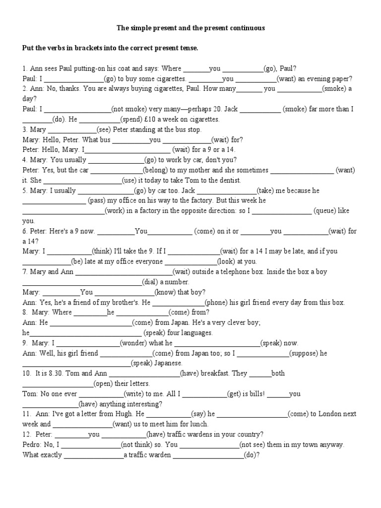 Revision Present Simple Present Continuous | PDF
