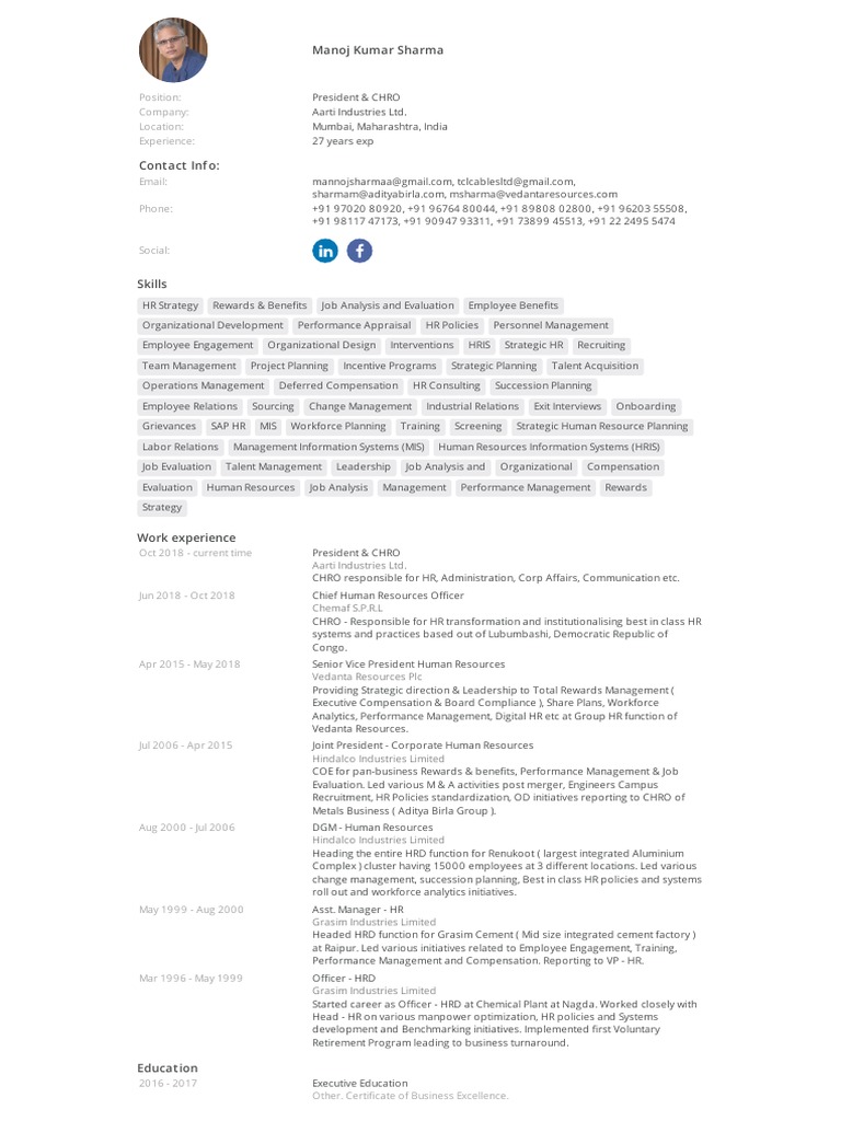 Manoj Kumar Sharma CHRO Aarti | PDF | Human Resource Management | Social Epistemology