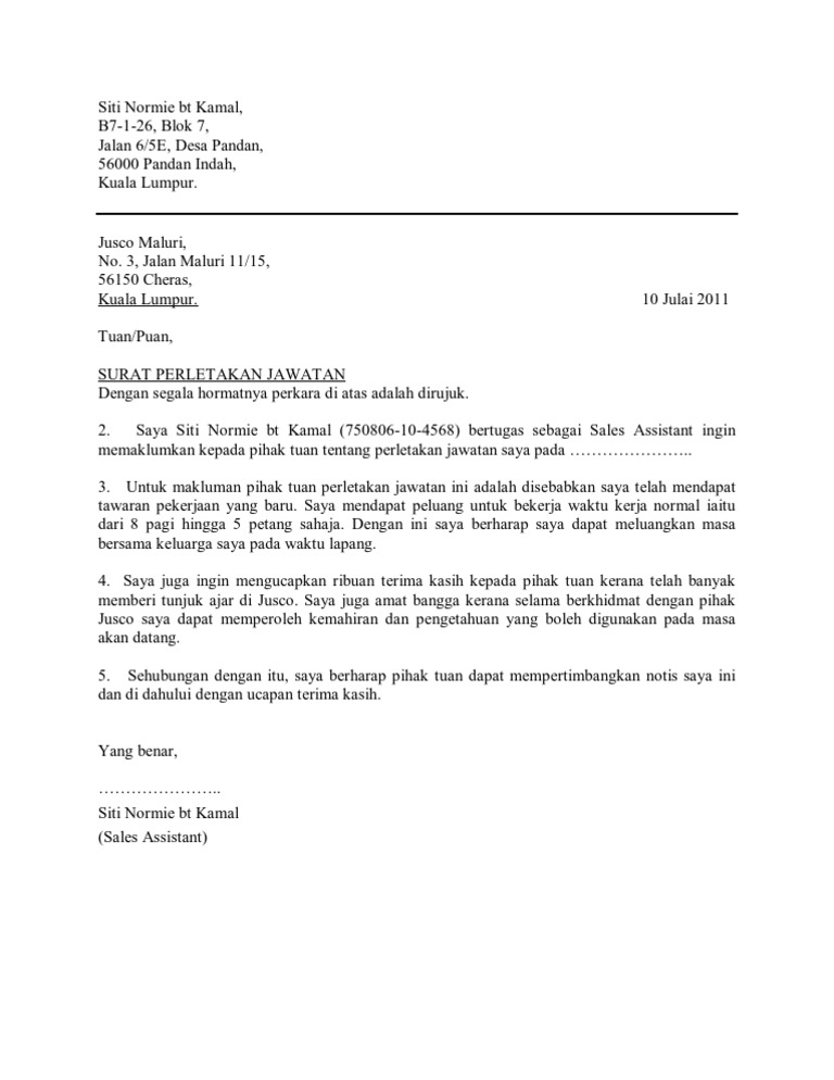 Surat Letak Jawatan | PDF