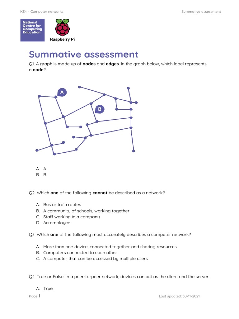 KS4 Computer Networks Assessment | PDF | Internet Protocol Suite ...