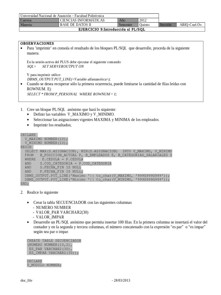 E9-Introduccion A PL SQL | PDF
