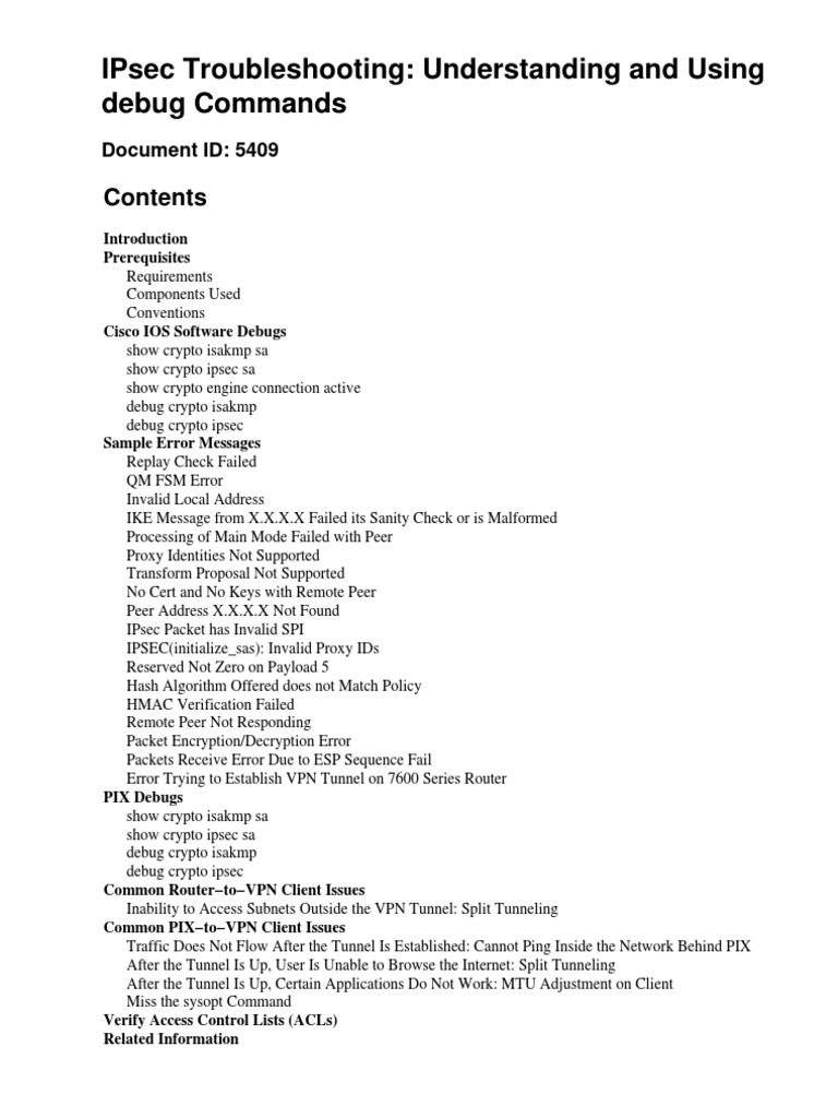 Ipsec Troubleshooting: Understanding and Using Debug Commands | PDF | Internet Protocols ...