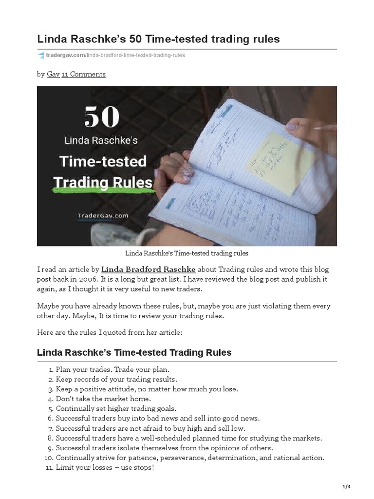 Linda Raschke's 50 Time-Tested Trading Rules | PDF