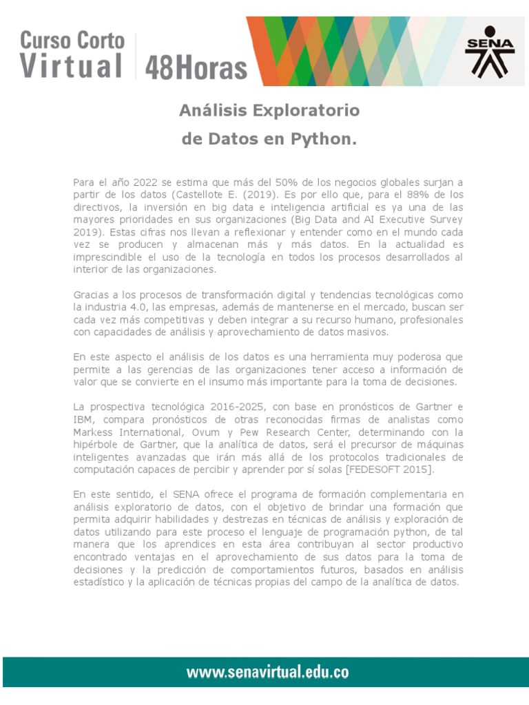 Análisis de datos en Python | PDF | Análisis | Estadísticas