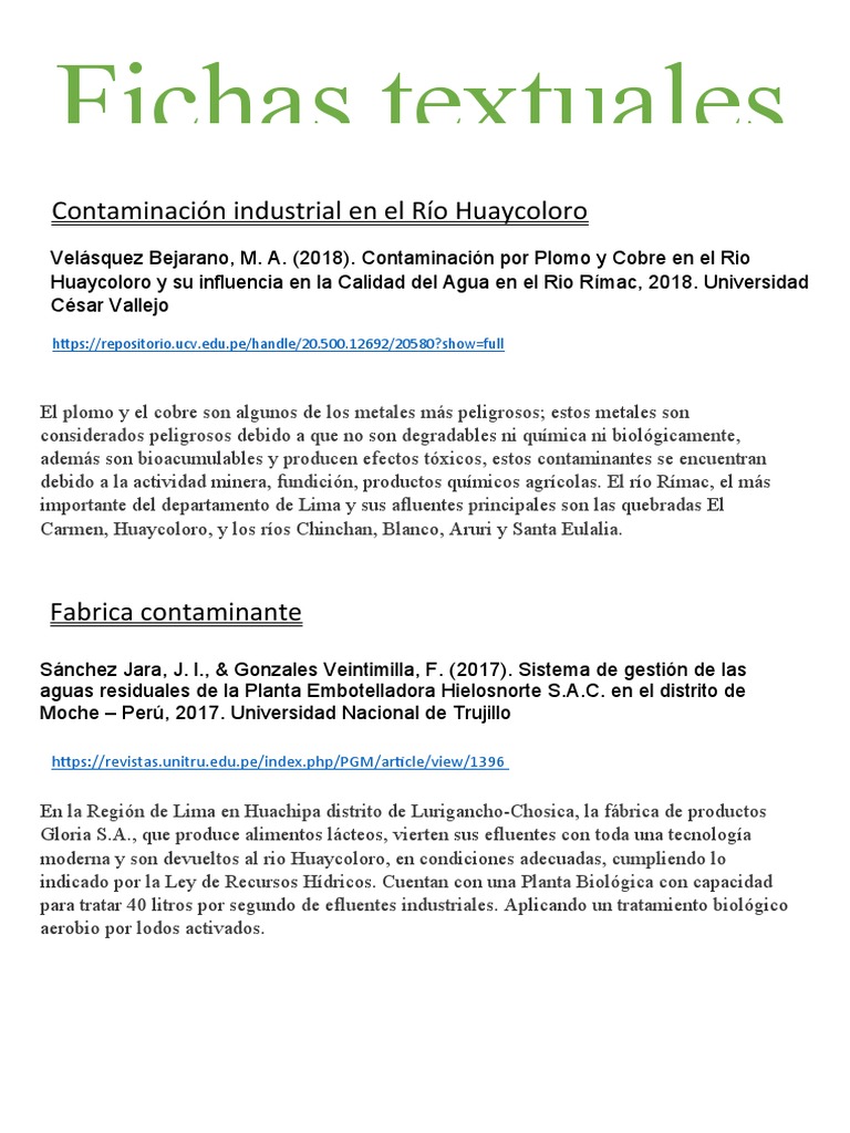 Fichas Textuales-3 | PDF | Agua | Contaminación