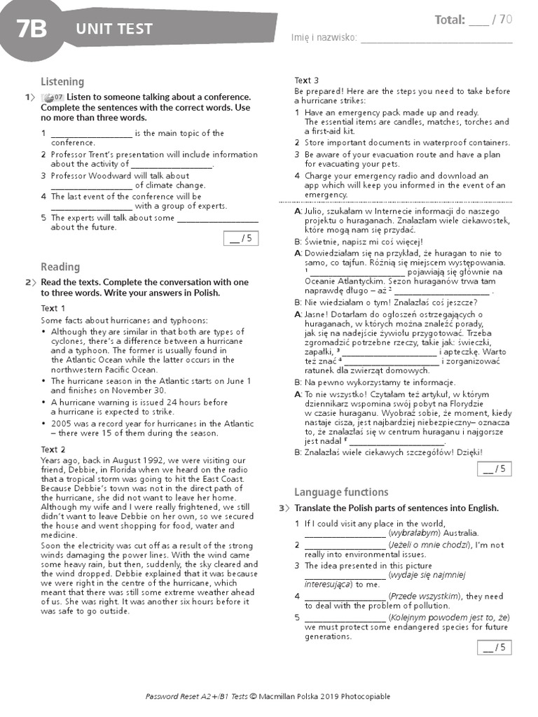 Password Reset A2+ B1 UT 7B | PDF