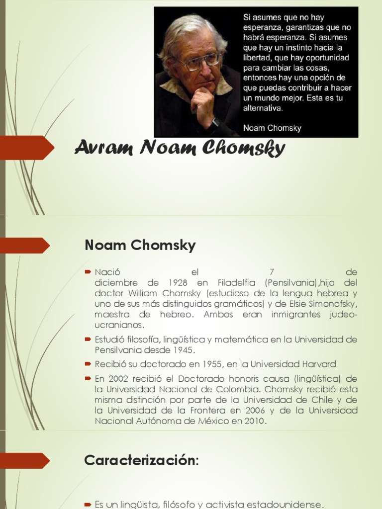 4 Portafolio - PPT Avram Noam Chomsky | PDF | Noam Chomsky | Aquisición de idioma
