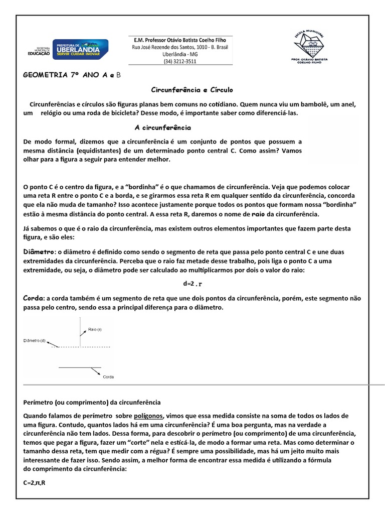 Circunferência e Círculo | PDF