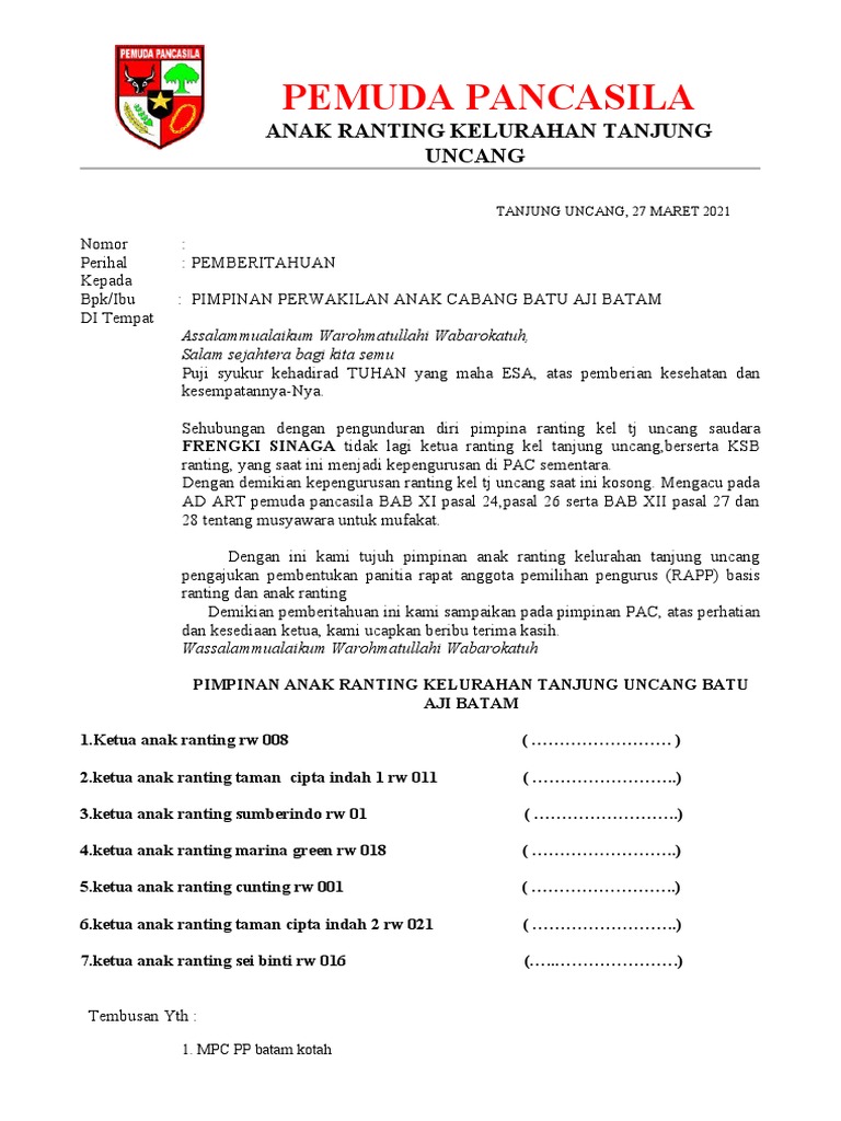 Contoh Undangan Pemuda Pancasila | PDF