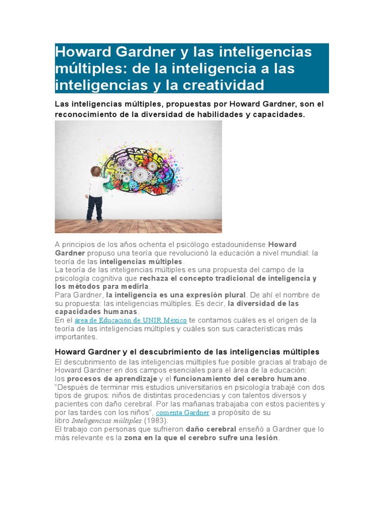 Howard Gardner y Las Inteligencias Múltiples | PDF | Inteligencia ...