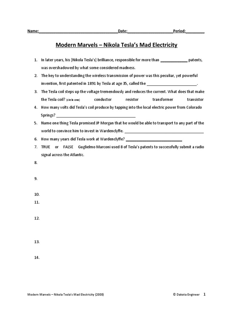 Modern Marvels - Nikola Tesla's Mad Electricity | PDF