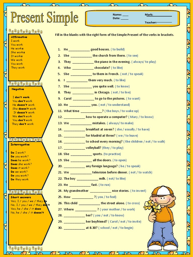 revising-tenses-present-simple | PDF | Human Communication | Syntax