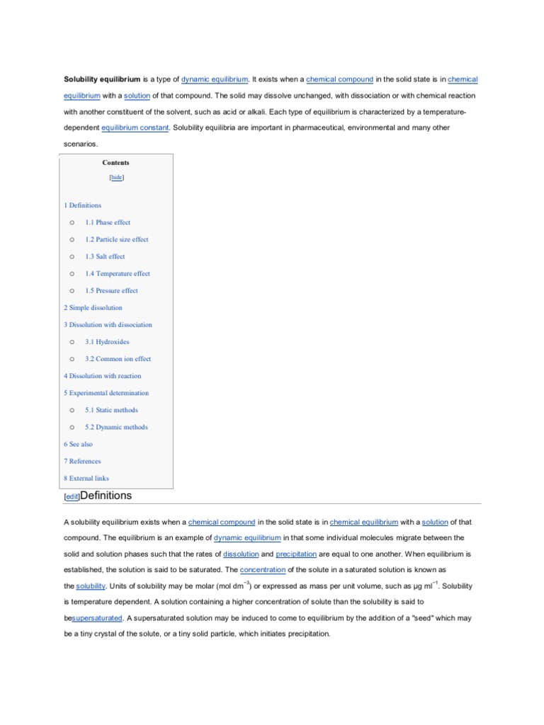 Solubility Equilibrium Pdf Solubility Chemical Equilibrium