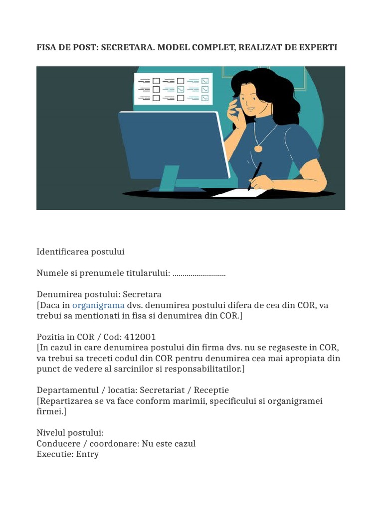 Fisa Post Secretar | PDF