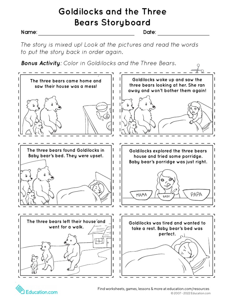 Goldilocks and The Three Bears Storyboard | PDF