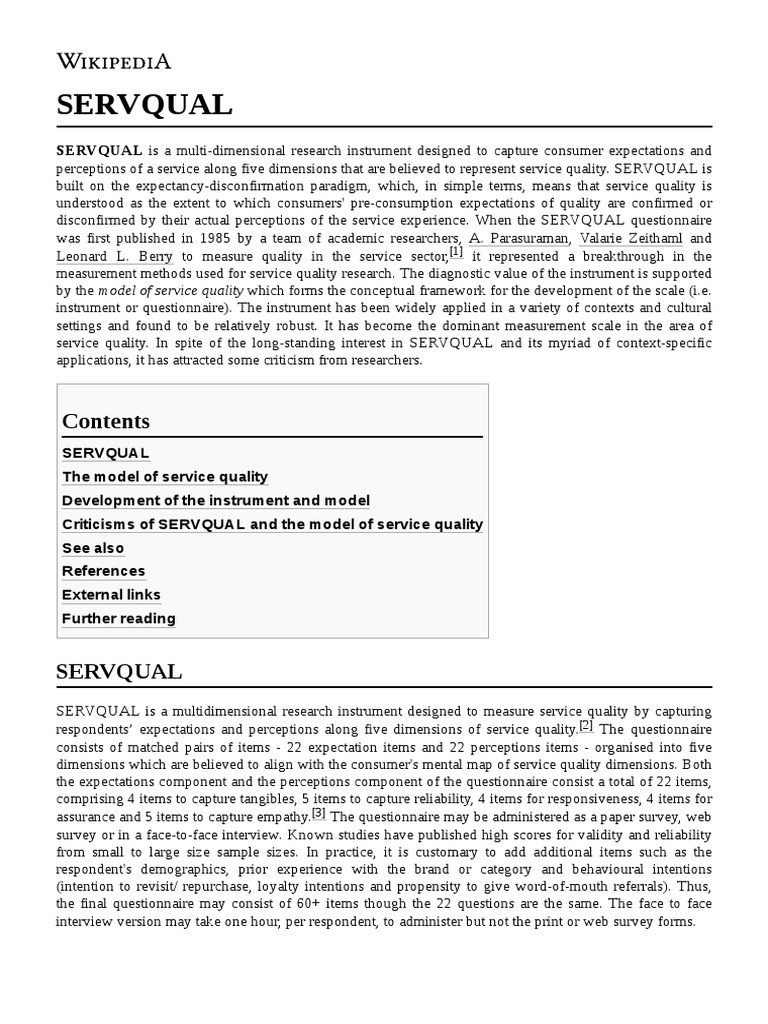 SERVQUAL | PDF