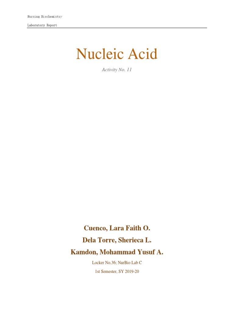 Lab 11 Nucleic Acid PDF | PDF | Nucleotides | Nucleic Acids