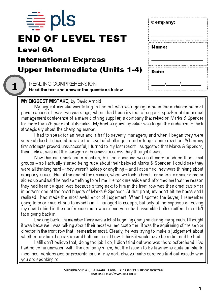 LEVEL 6A International Express Upper Intermediate 3rd Ed (1 A 4) | PDF