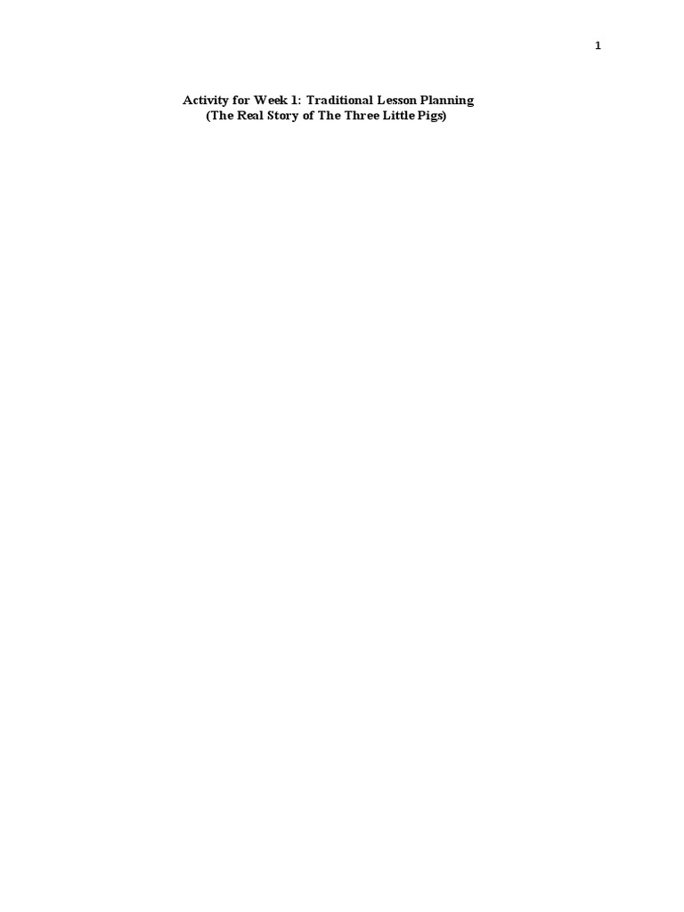 Three Little Pigs Lesson Plan Overview | PDF