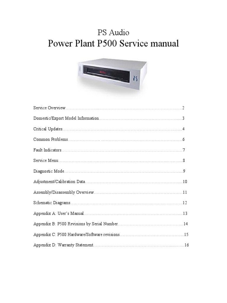 Power Plant P500 Service Manual: PS Audio | PDF