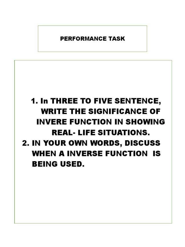Performance Task For Inverse Function | PDF
