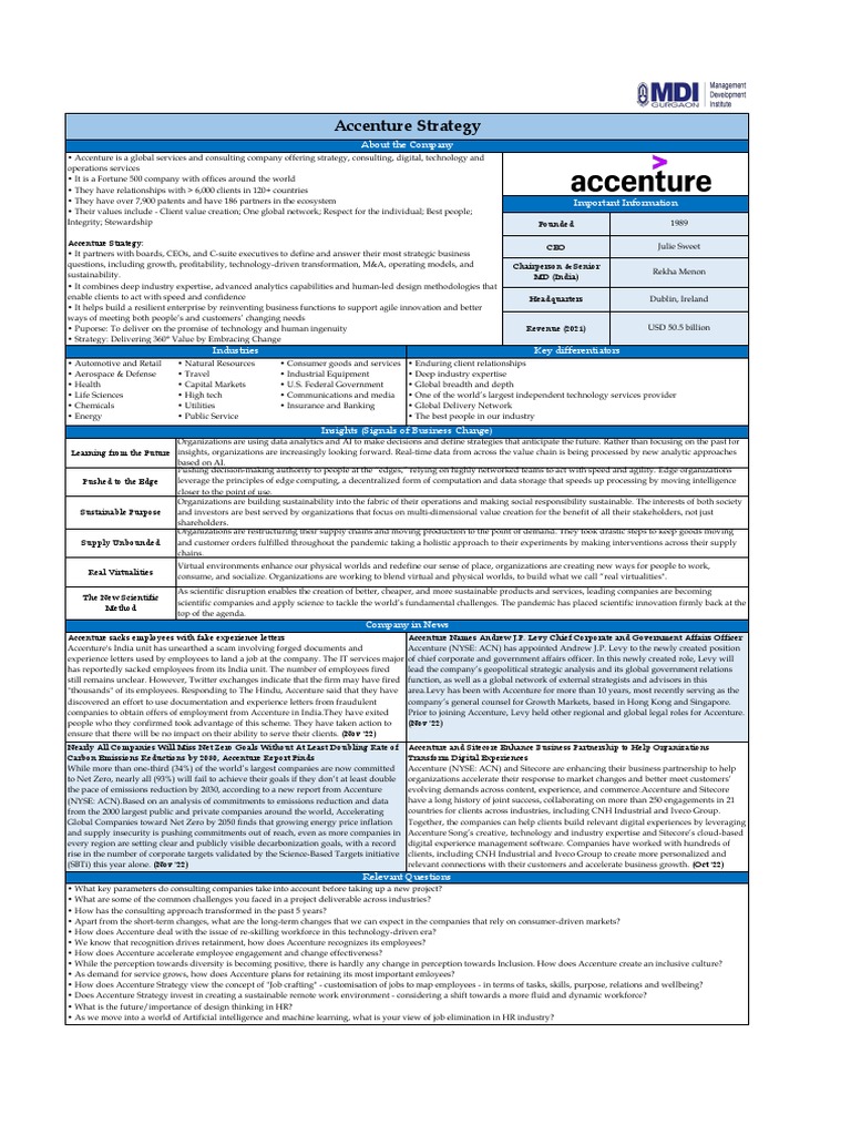 Accenture: Strategy and Consulting Overview | PDF | Accenture ...