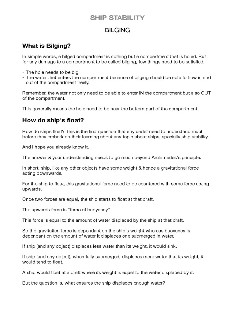 The Effects of Bilging: How the Breaching of a Compartment Affects Ship ...