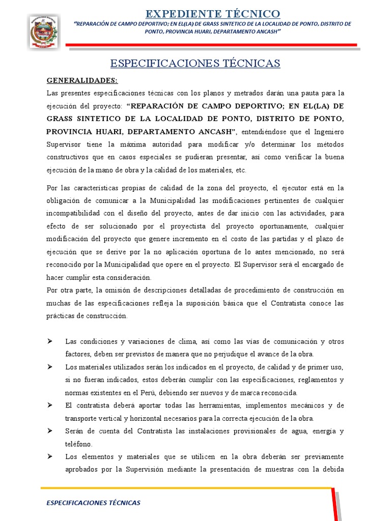 Ee - Tt-Ponto-Mejoramiento Grass | Descargar gratis PDF | Topografía | Presupuesto