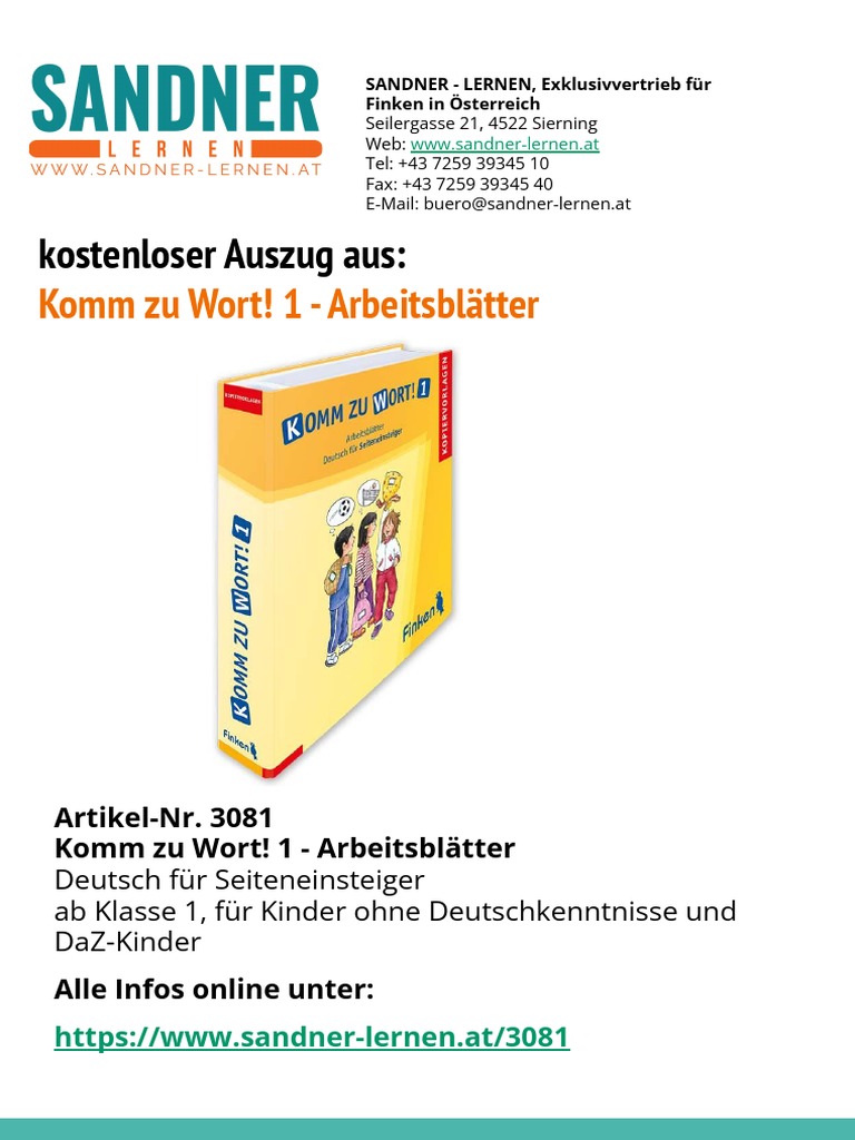 3081 Komm Zu Wort 1 - Arbeitsblätter | PDF