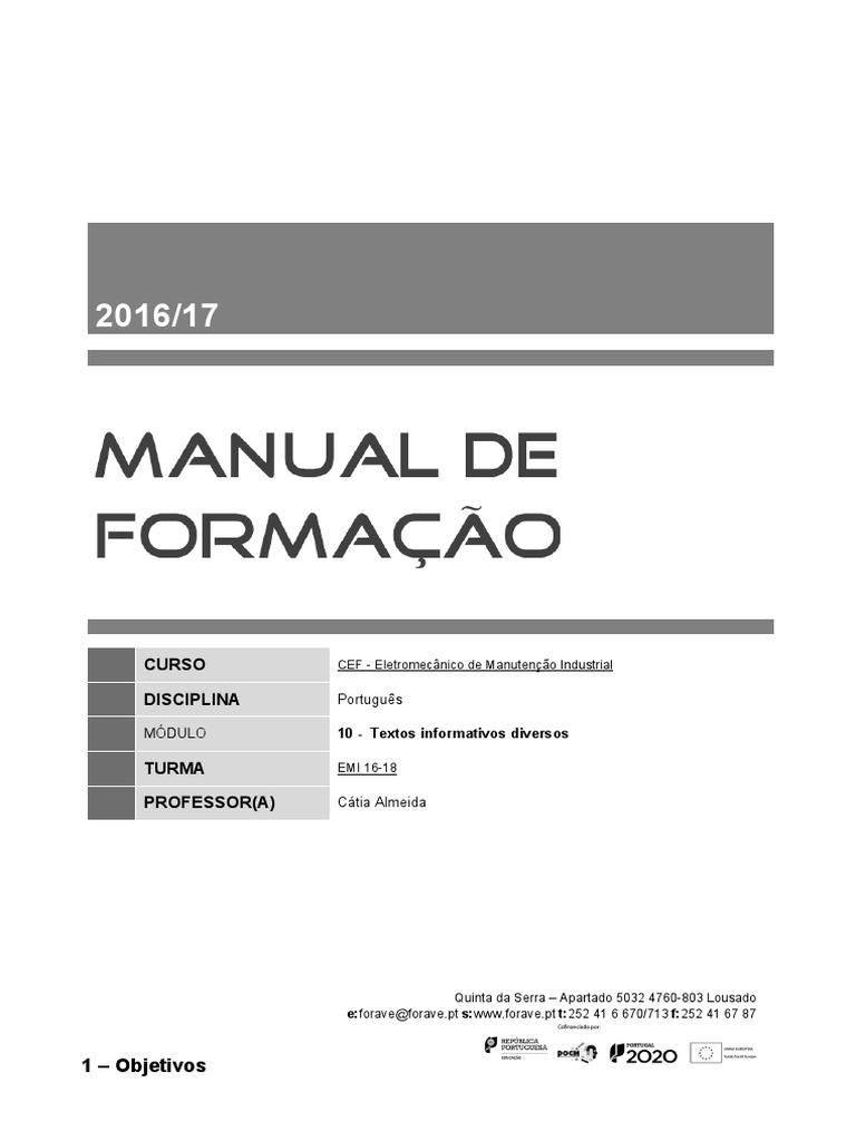 Manual Formacao - CEF EMI - Portugues - MOD 10 | PDF