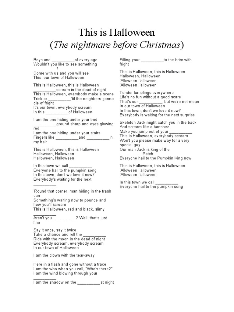 This Is Halloween - Lyrics | PDF