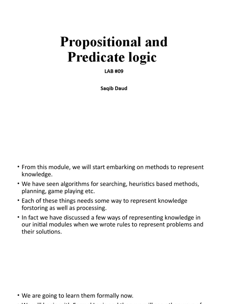 Propositional and Predicate Logic | PDF Propositional and Predicate Logic | PDF