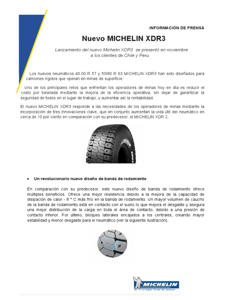 Michelin XDR3 | PDF | Neumático | Bienes manufacturados