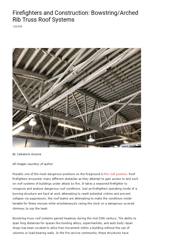 Firefighters and Construction_ Bowstring_Arched Rib Truss Roof Systems ...