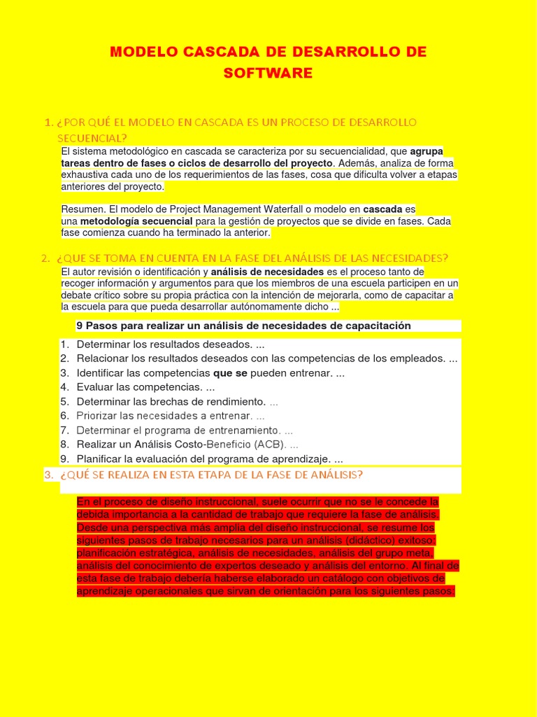 Modelo Cascada de Desarrollo de Software | PDF | Software | Ingeniería de software