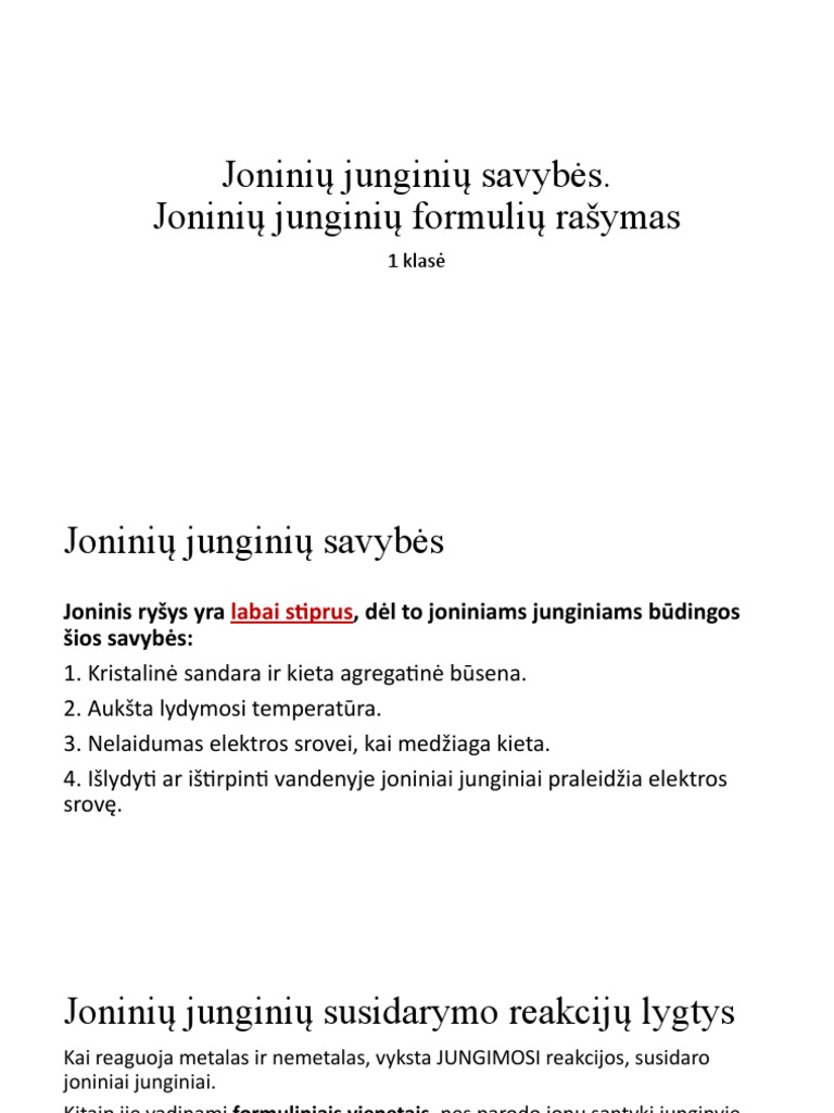1 Kl. Joniniai Jung. Savybės Ir Formulių Rašymas | PDF