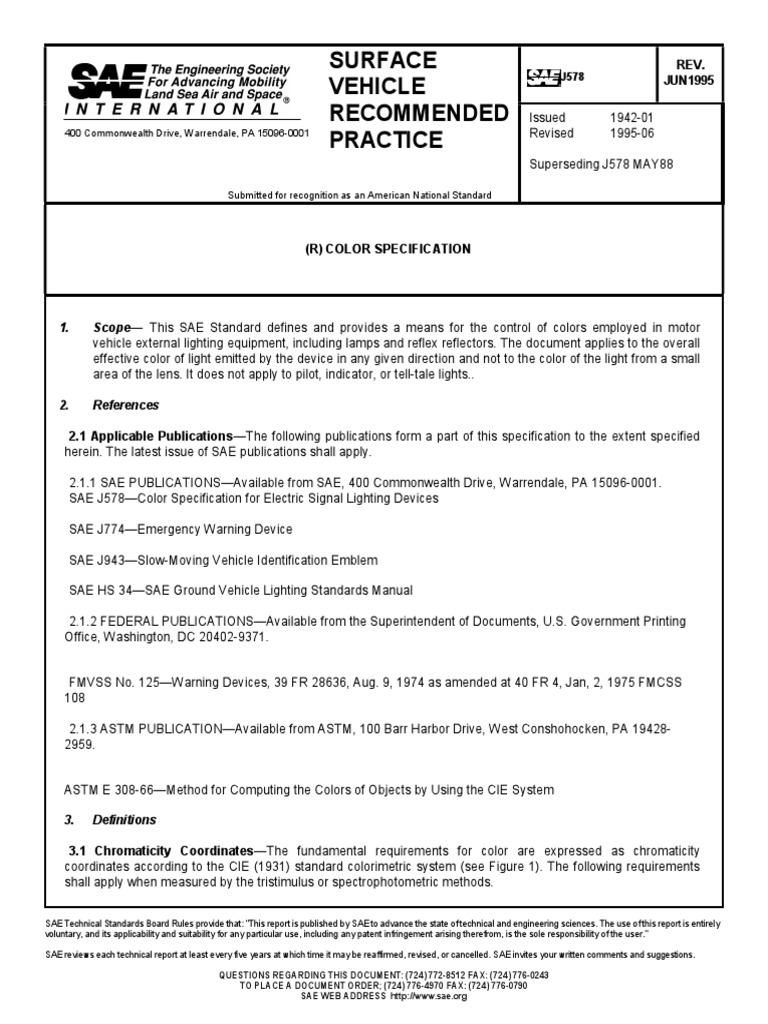 SAE-J578-95. Dispositivos Opticos de Aviso. Especificacion de Color ...