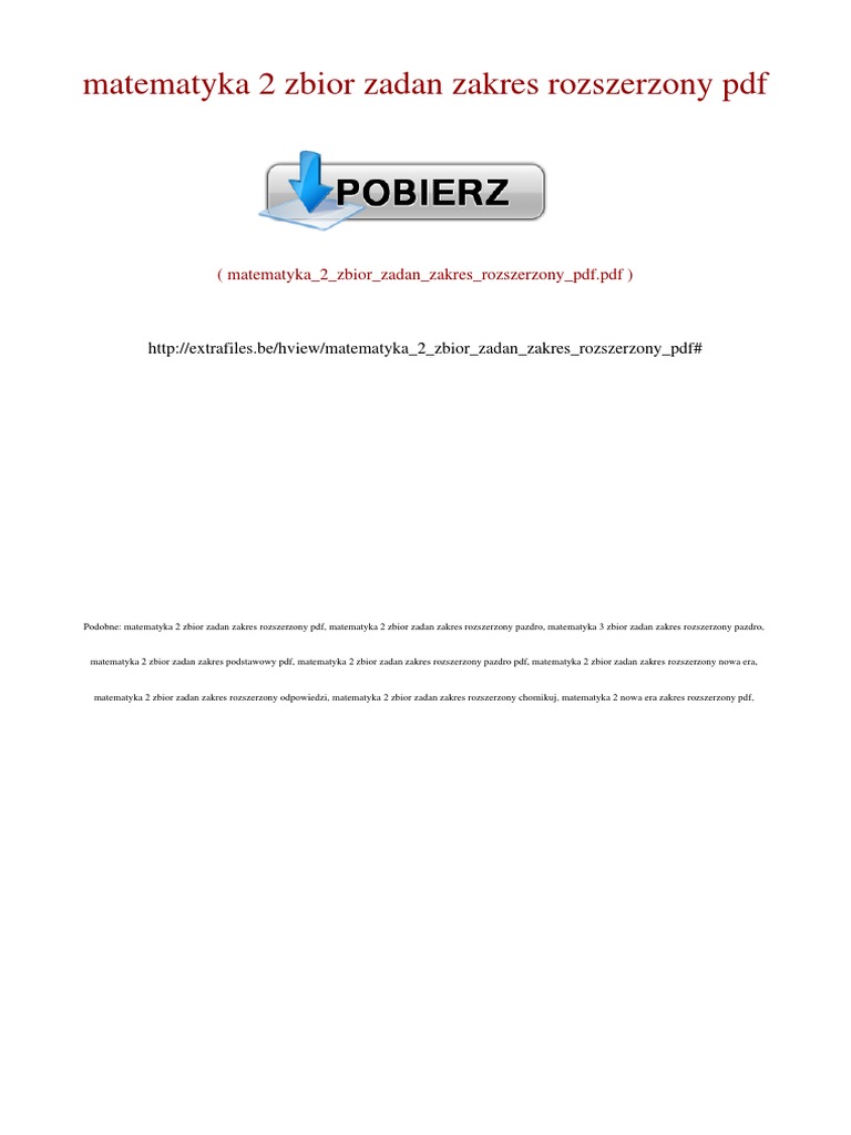 Matematyka 2 Zbior Zadan Zakres Rozszerzony PDF | PDF