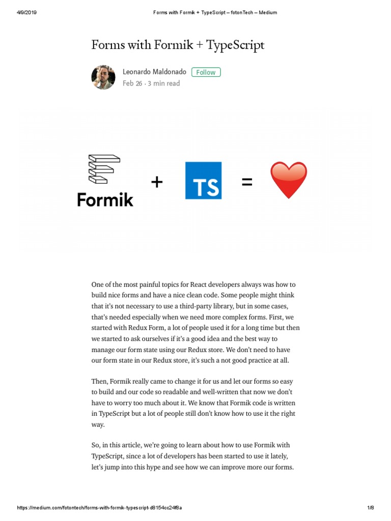 Forms With Formik Typescript Pdf Programming Paradigms Systems Engineering